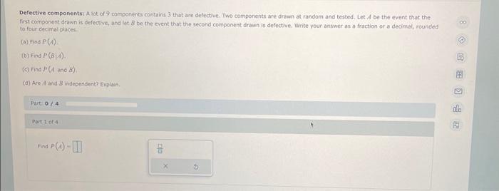 Solved Defective components: A lot of 9 components contains | Chegg.com