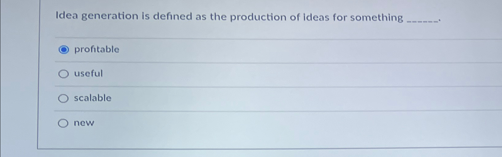 Solved Idea generation is defined as the production of ideas | Chegg.com