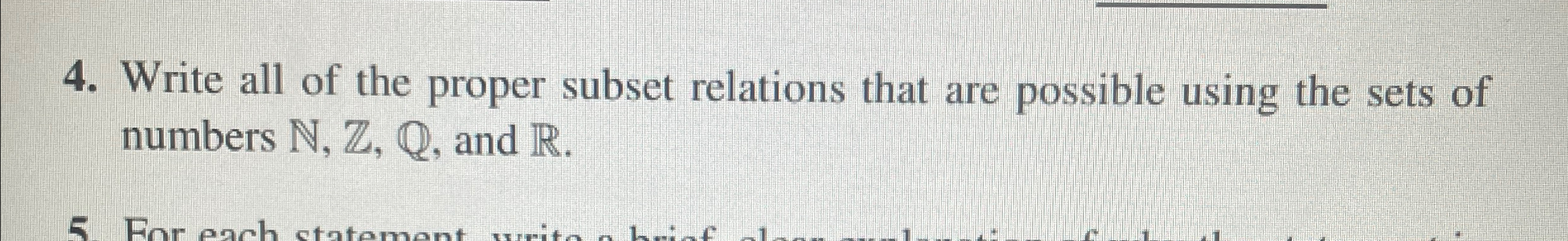 Solved Write all of the proper subset relations that are | Chegg.com