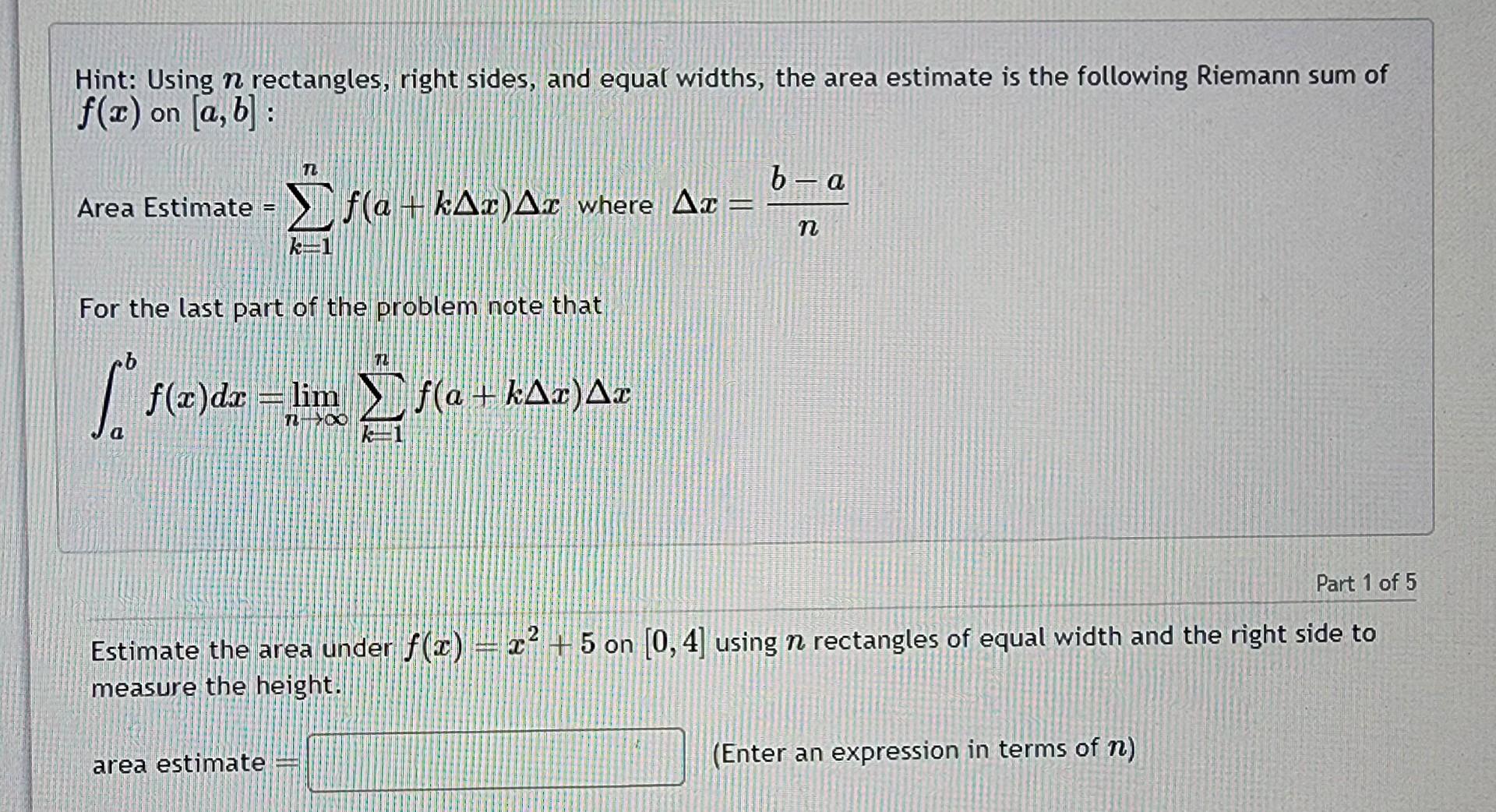 Solved Hint: Using n rectangles, right sides, and equal | Chegg.com