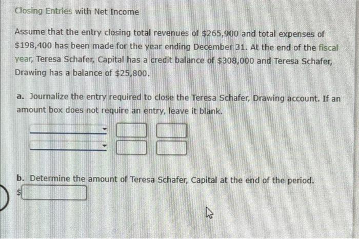 Solved Closing Entries with Net Income Assume that the entry | Chegg.com