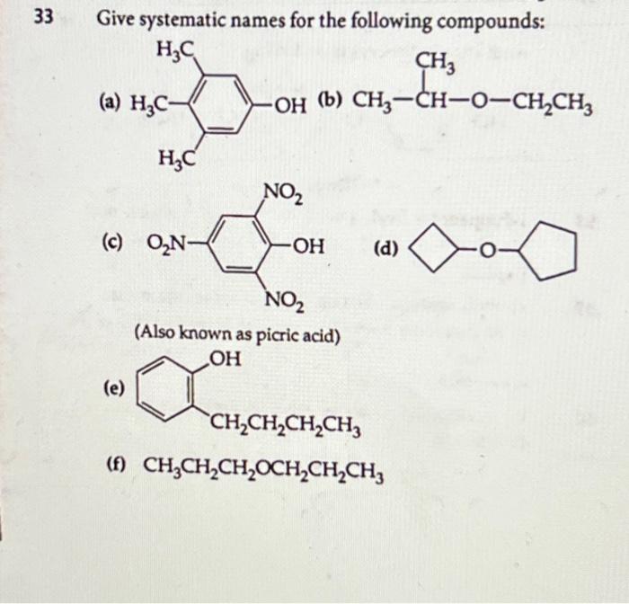 Solved Give systematic names for the following compounds: | Chegg.com