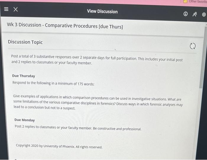 Post a total of 3 substantive responses over 2 | Chegg.com