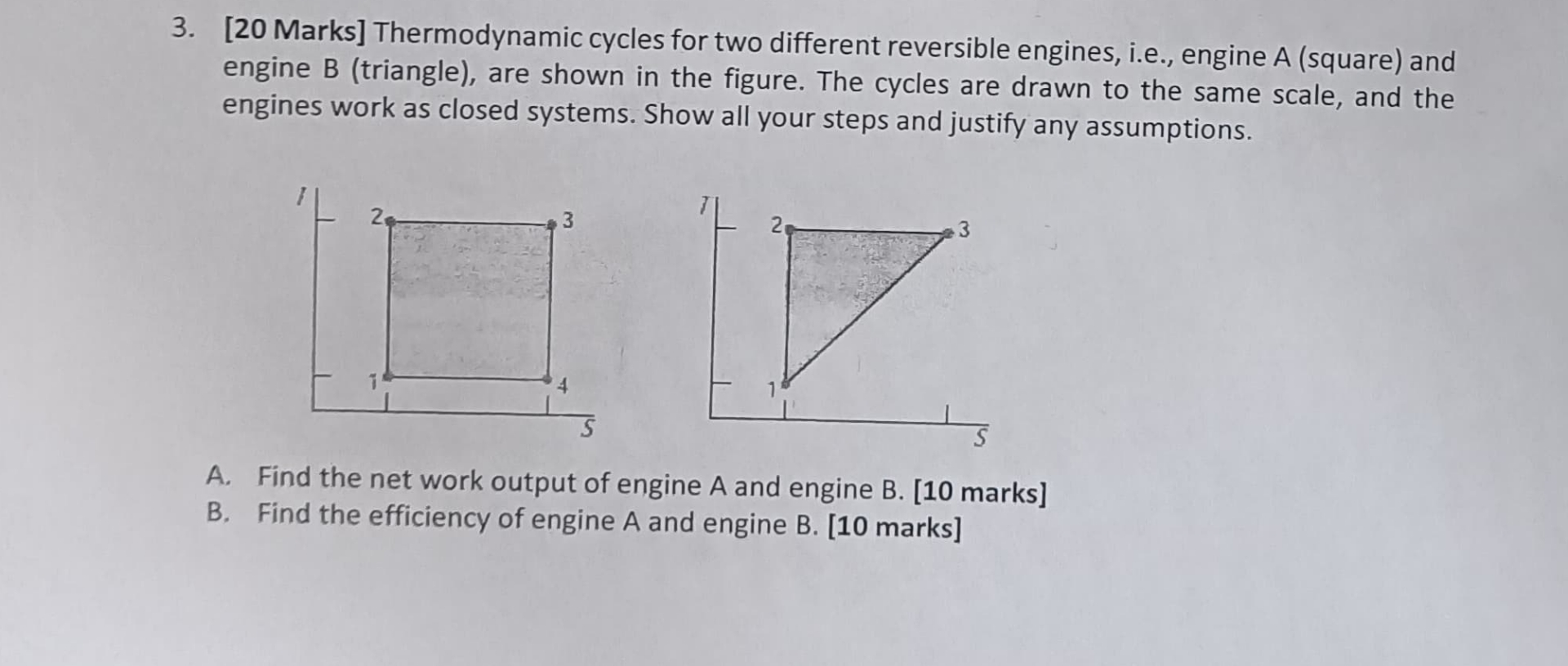 Solved [20 ﻿Marks] ﻿Thermodynamic cycles for two different | Chegg.com