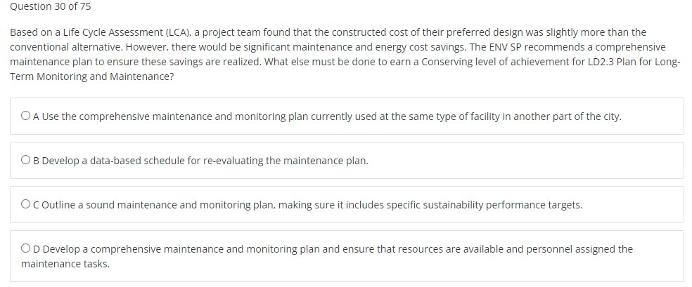 Solved Question 30 ﻿of 75Based on a Life Cycle Assessment | Chegg.com