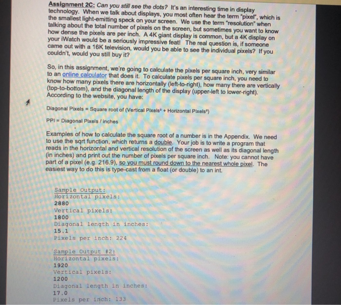 Solved Assignment 2C: Can you still see the dots? It's an | Chegg.com
