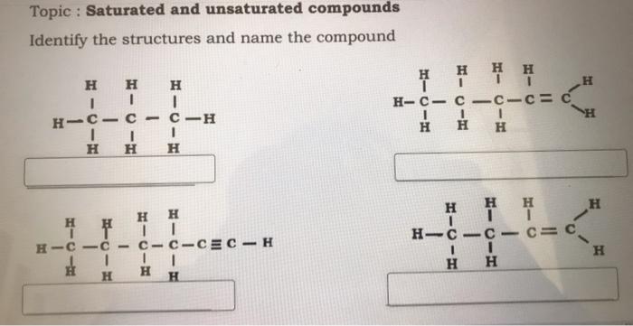 Solved Topic : Saturated and unsaturated compounds Identify | Chegg.com