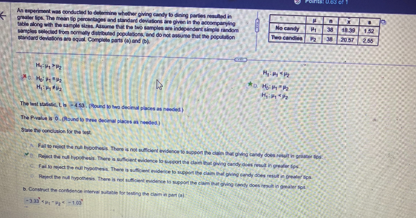 Solved An experiment was conducted to determine whether | Chegg.com