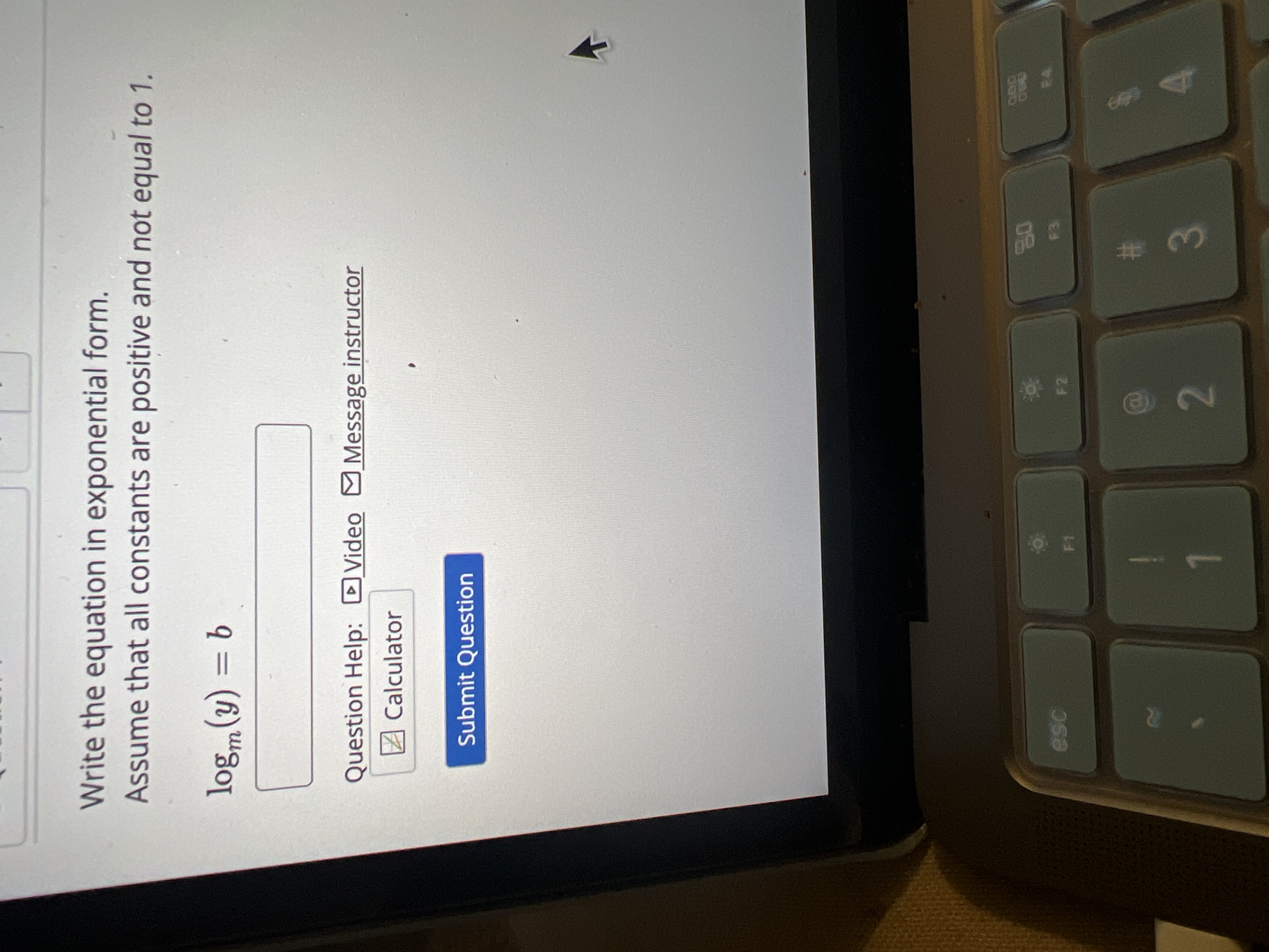Solved Write the equation in exponential form.Assume that | Chegg.com