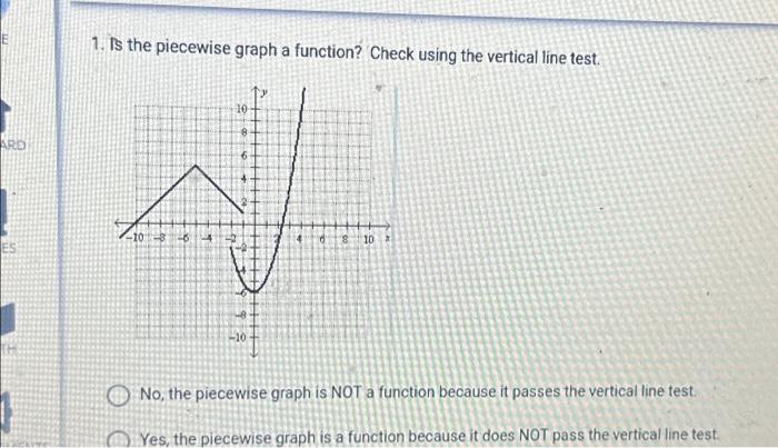 Solved ARD 1. Is the piecewise graph a function? Check using | Chegg.com