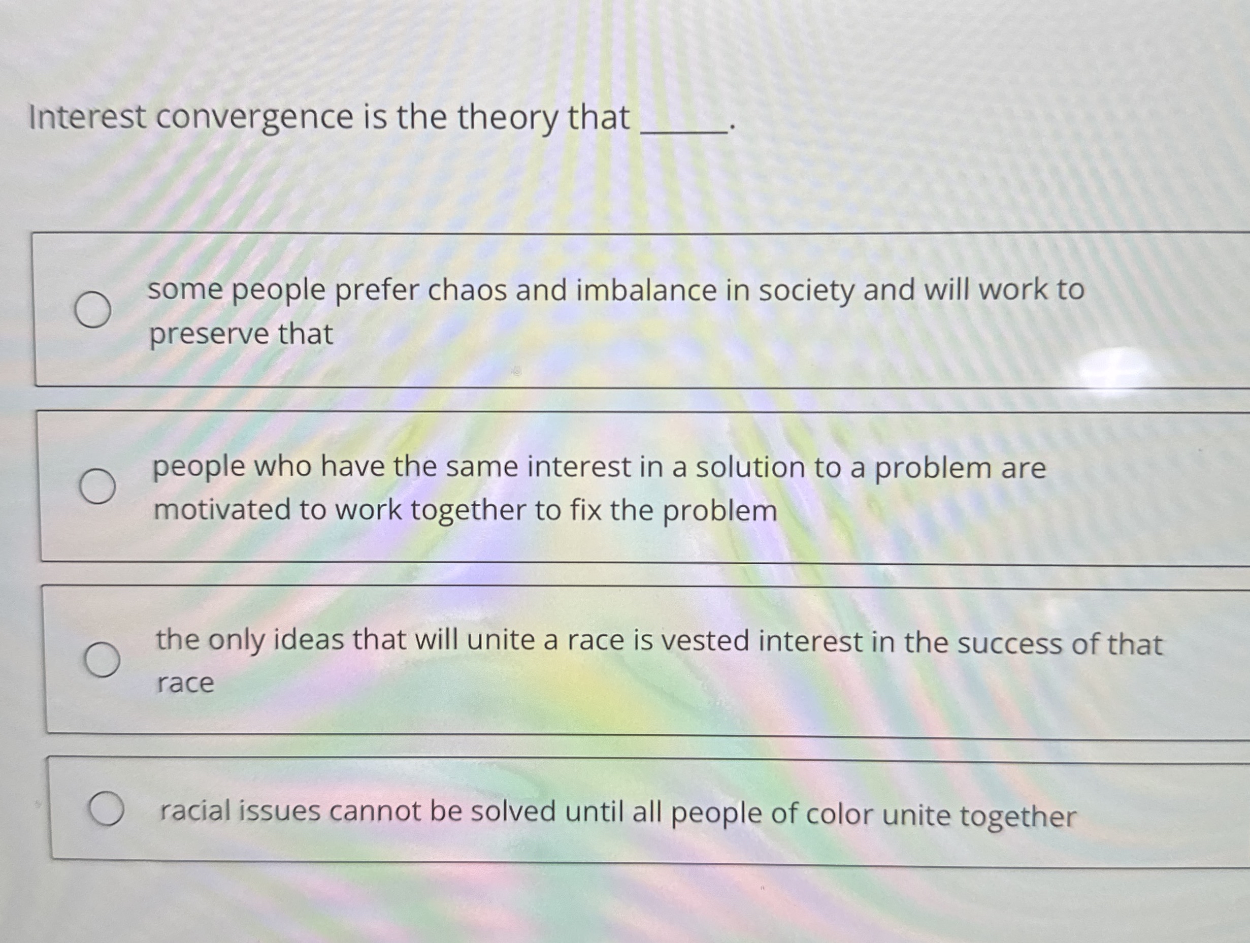 Solved Interest convergence is the theory that q, .some | Chegg.com