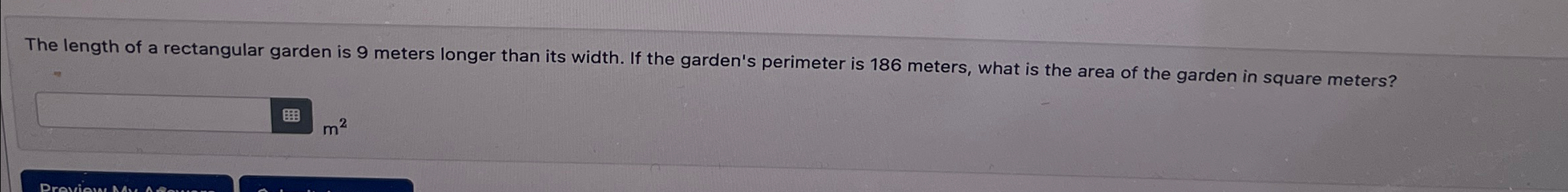 Solved The length of a rectangular garden is 9 ﻿meters | Chegg.com