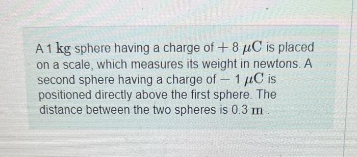 Solved A 1 kg sphere having a charge of +8μC is placed on a | Chegg.com