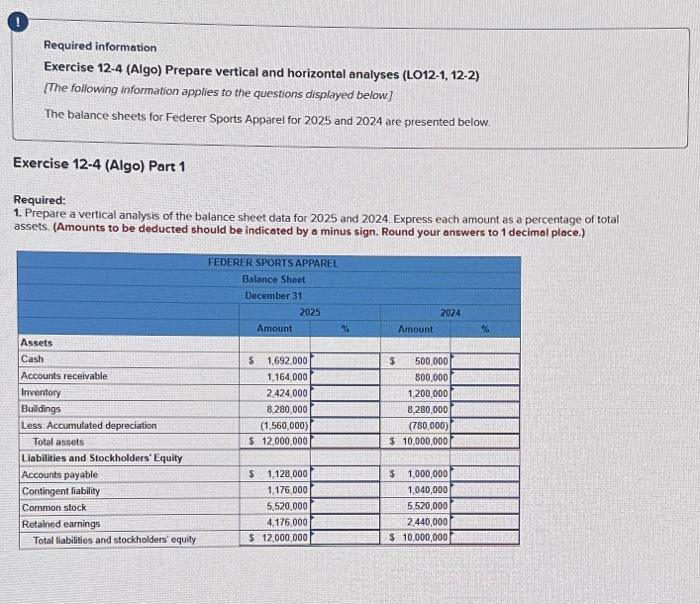 Solved Required information Exercise 12-4 (Algo) Prepare | Chegg.com