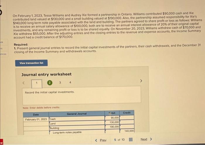 Solved On February 1, 2023, Tessa Williams and Audrey Xie | Chegg.com