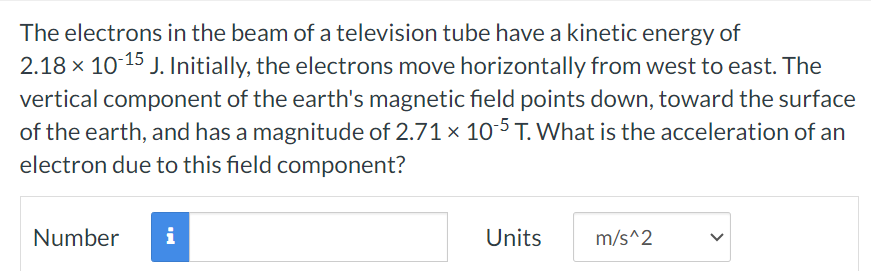 Solved The electrons in the beam of a television tube have a | Chegg.com