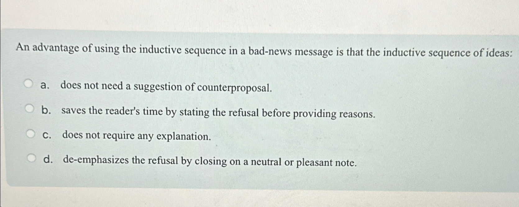 Solved An advantage of using the inductive sequence in a | Chegg.com