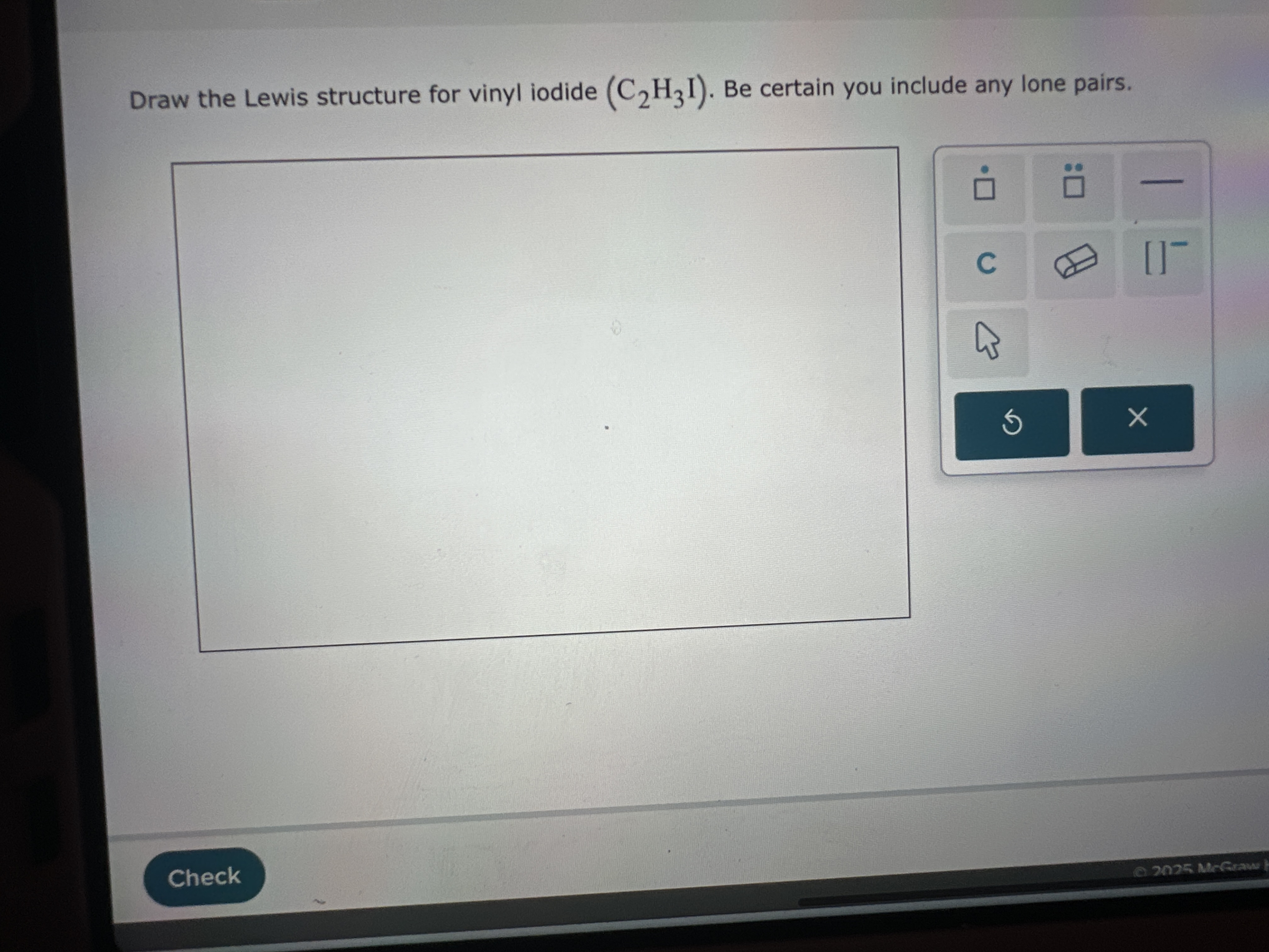 Solved Draw the Lewis structure for vinyl iodide (C2H3I). Be | Chegg.com