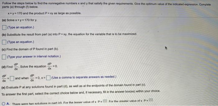 Solved Follow the steps below to find the nonnegative | Chegg.com
