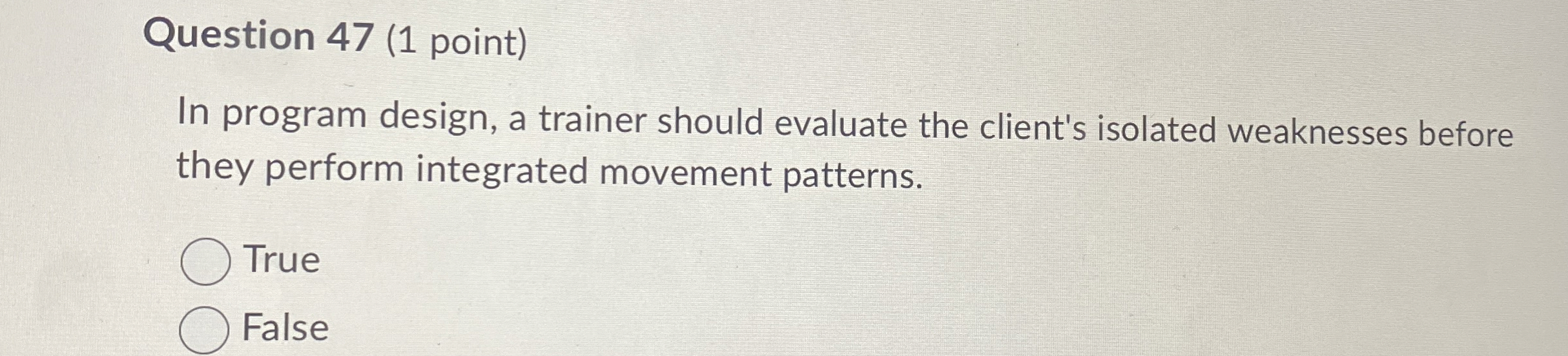 Solved Question 47 (1 ﻿point)In program design, a trainer | Chegg.com