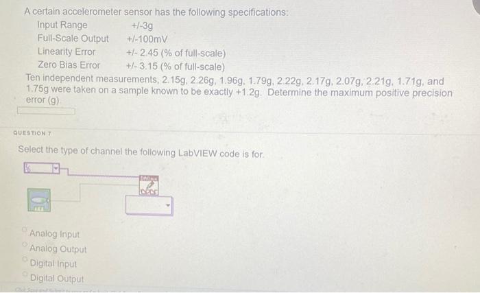 A certain accelerometer sensor has the following | Chegg.com