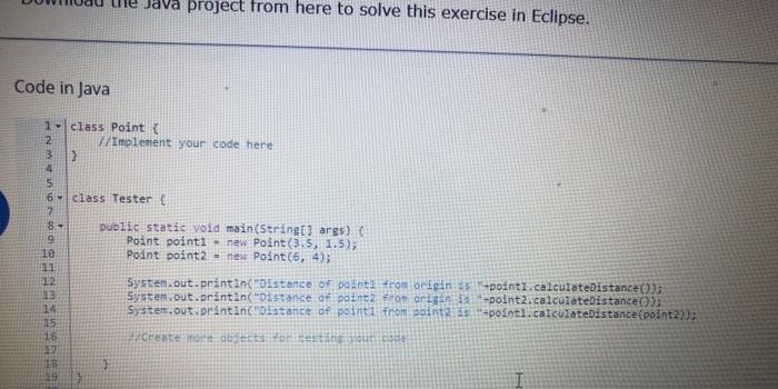 Solved The Point class is used for representing a point with | Chegg.com