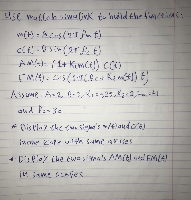 Solved Use Matlab Simu Link To Build The Functions M T A