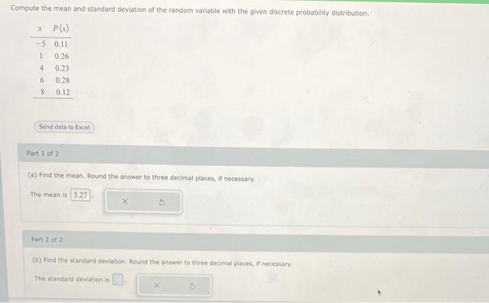 Solved Compute The Mean And Standard Deviation Of The Random