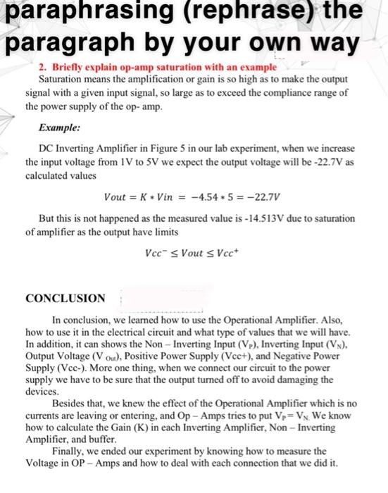Solved paraphrasing (rephrase) the paragraph by your own way | Chegg.com