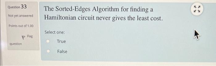 Solved Question 33 The Sorted-Edges Algorithm for finding a | Chegg.com