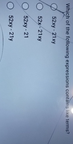 Solved Which of the following expressions contains like | Chegg.com