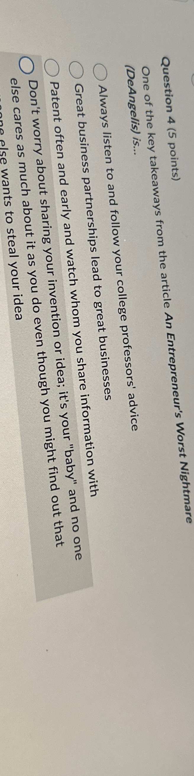Solved Question 4 (5 ﻿points)One of the key takeaways from | Chegg.com