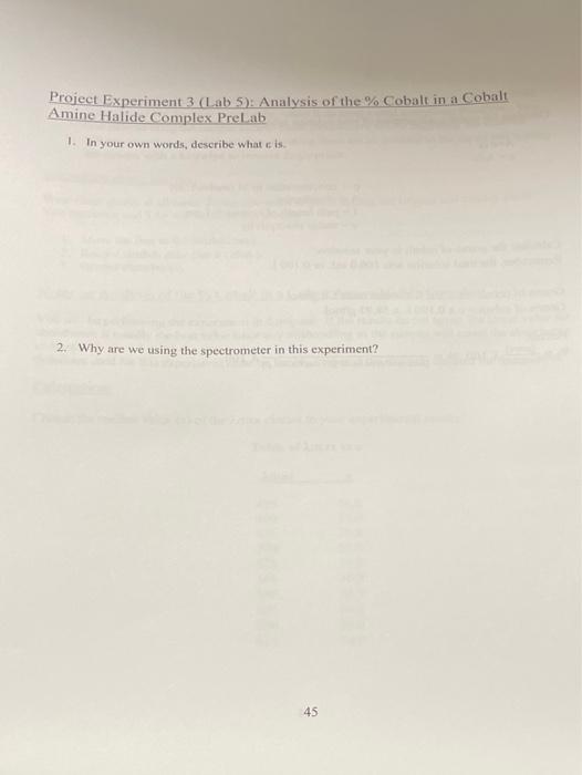 Solved Project Experiment 3 (Lab 5): Analysis of the Cobalt | Chegg.com