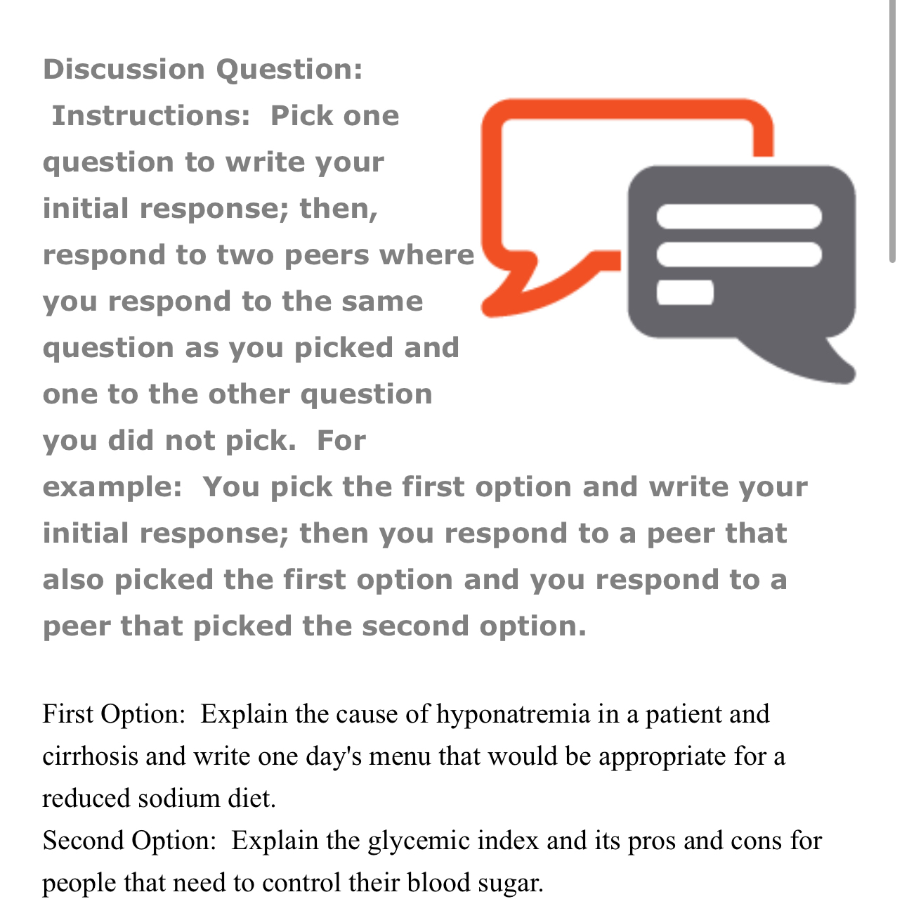 Solved Discussion Question:Instructions: Pick one question | Chegg.com