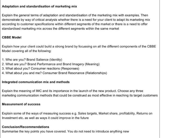 Solved Adaptation and standardisation of marketing mix | Chegg.com