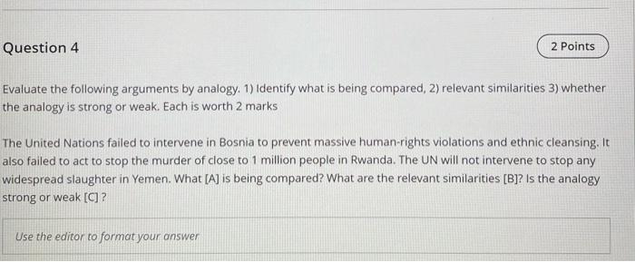 Evaluate the following arguments by analogy. 1) | Chegg.com