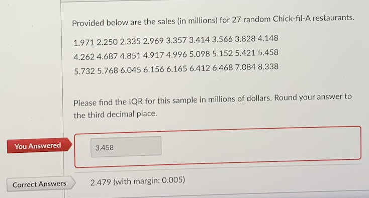Solved Provided below are the sales (in millions) ﻿for 27 | Chegg.com