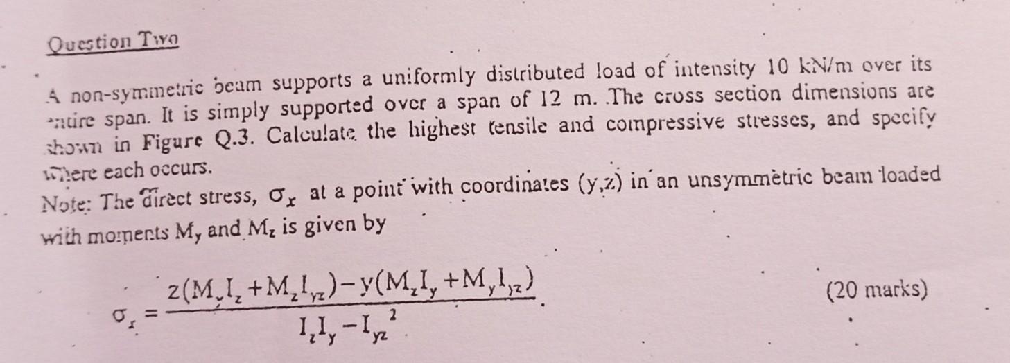 [Solved]: A non-symmetric beam supports a uniformly