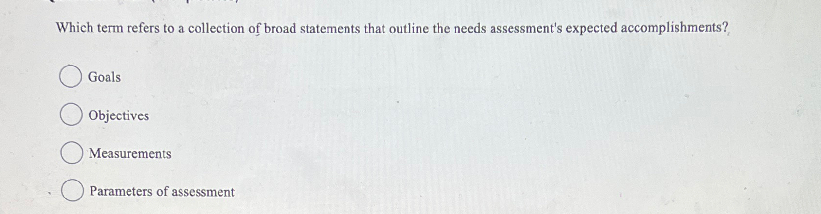 Solved Which term refers to a collection of broad statements | Chegg.com