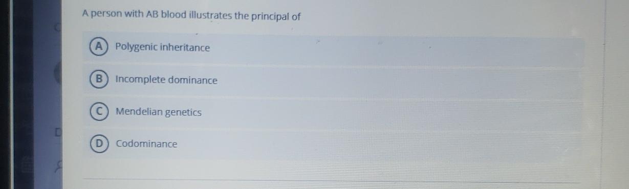 Solved A person with AB ﻿blood illustrates the principal | Chegg.com