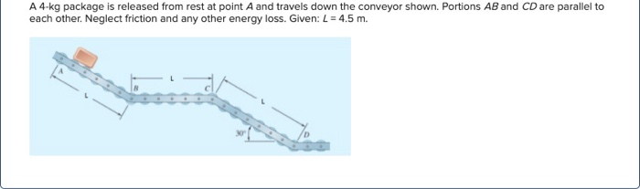 Solved A4-kg package is released from rest at point A and | Chegg.com