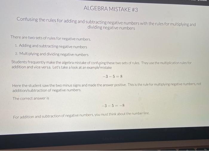 Solved Describe an algebra mistake from the article that | Chegg.com