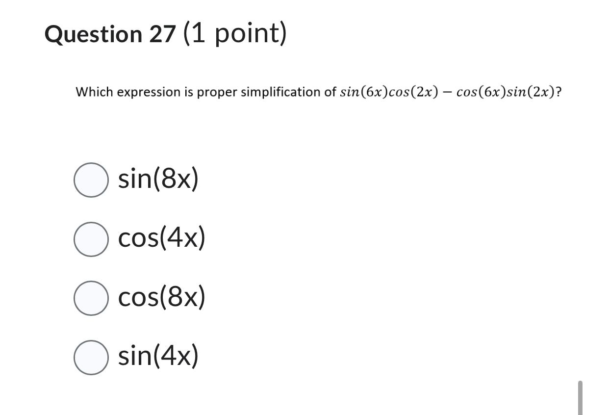 Solved Question 27 (1 ﻿point)Which expression is proper | Chegg.com