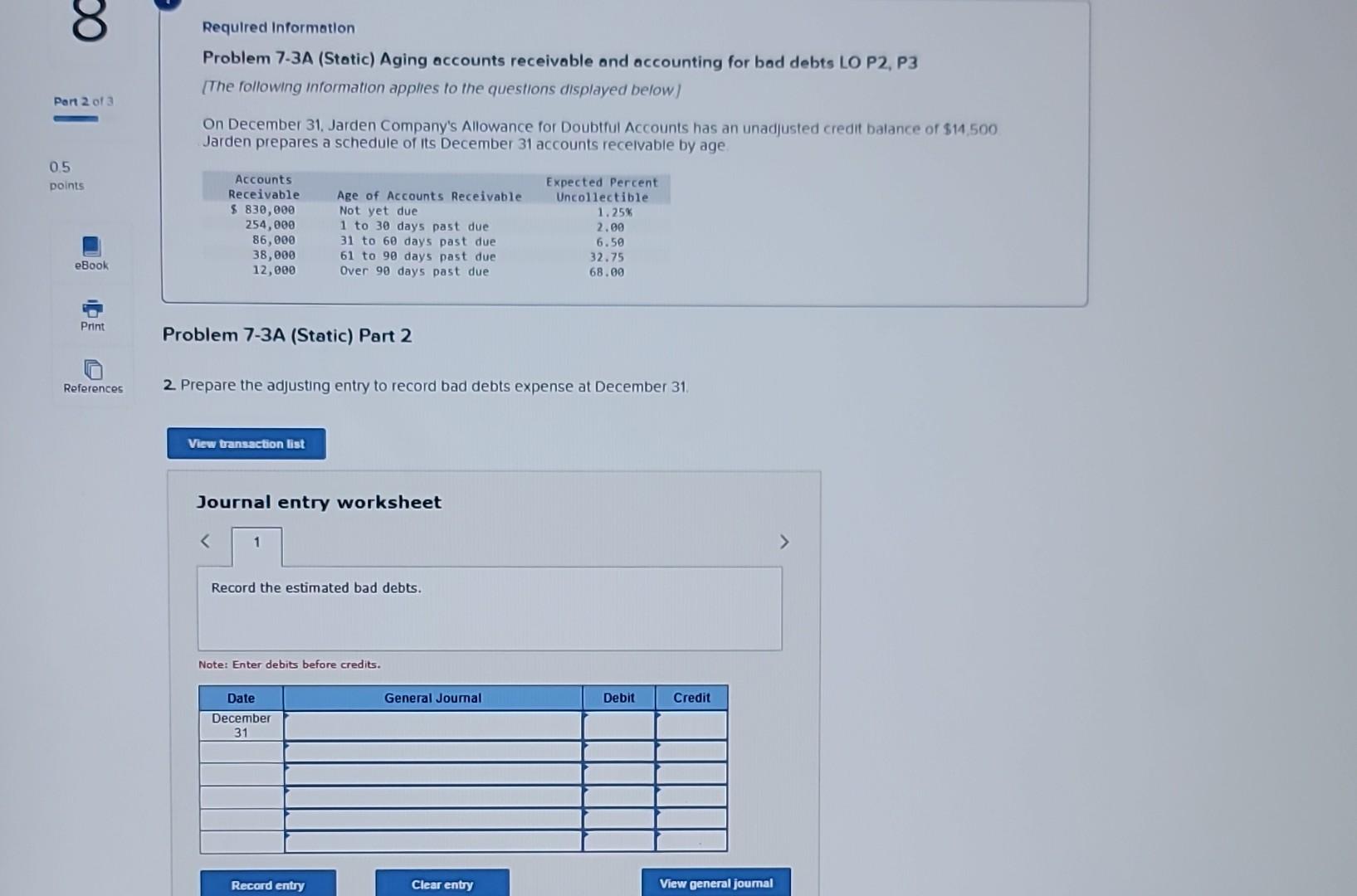 Solved Required Information Problem 7-3A (Static) Aging | Chegg.com