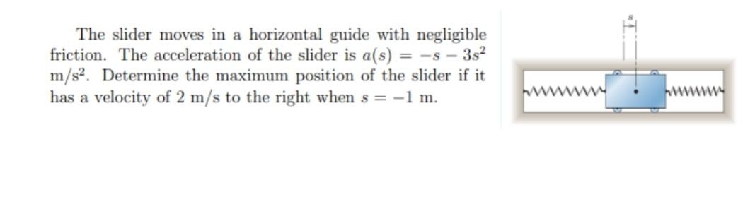 Solved The slider moves in a horizontal guide with | Chegg.com