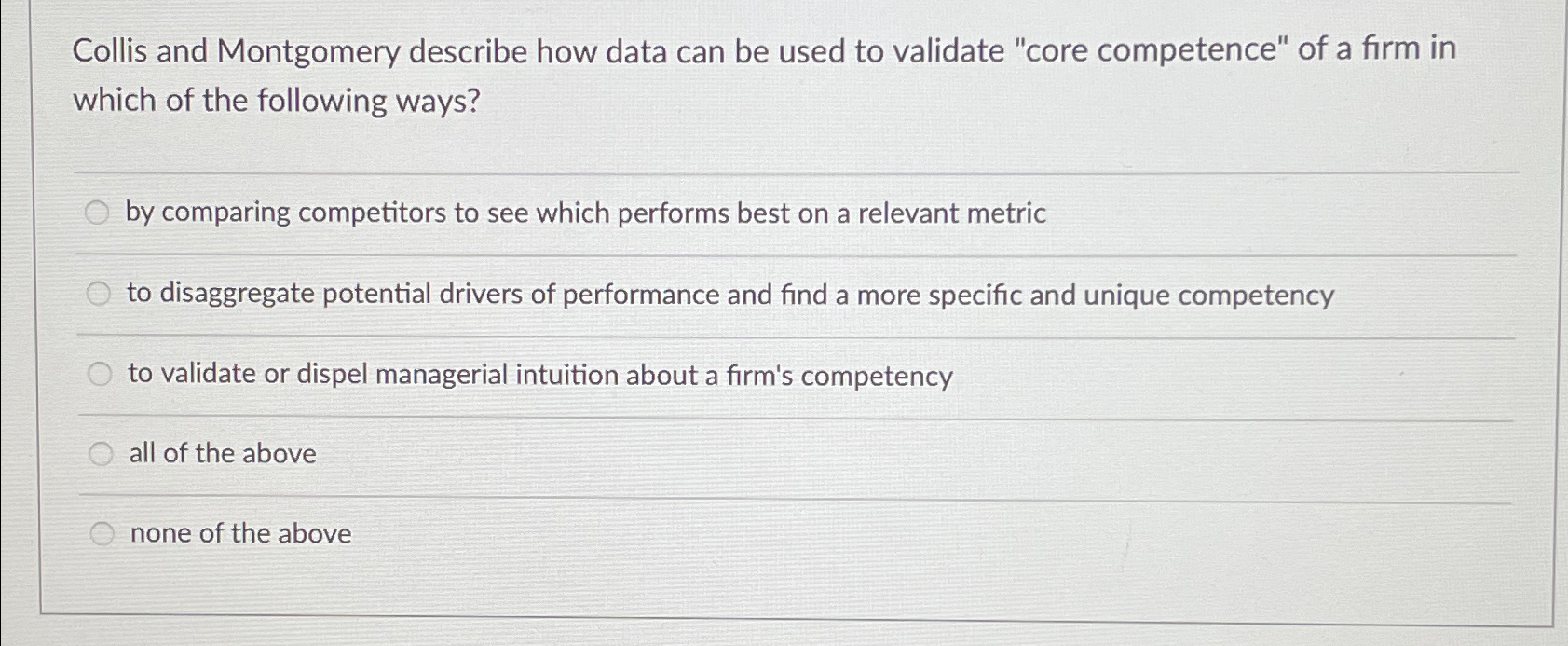 Solved Collis and Montgomery describe how data can be used | Chegg.com