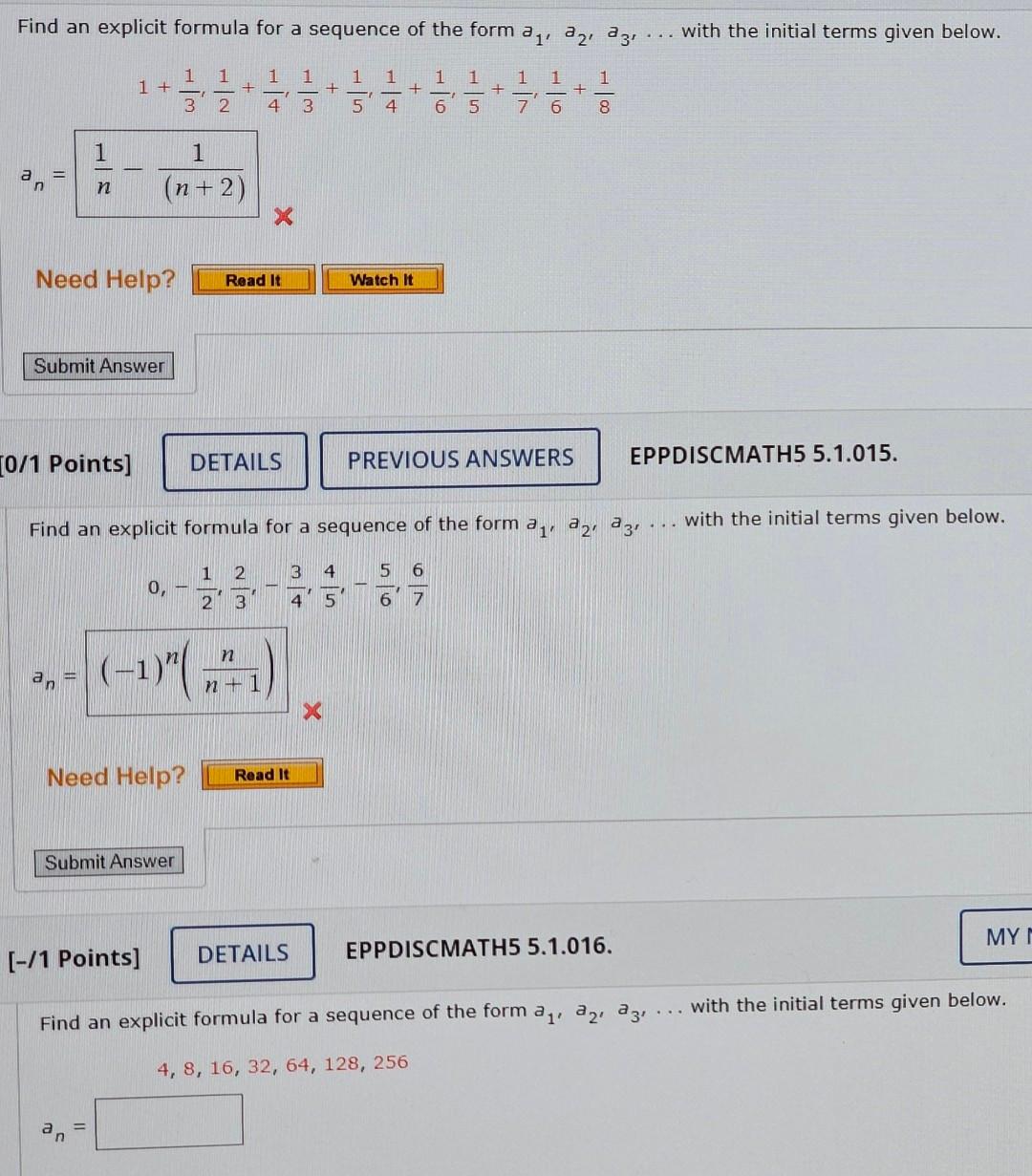 Solved Find an explicit formula for a sequence of the form | Chegg.com