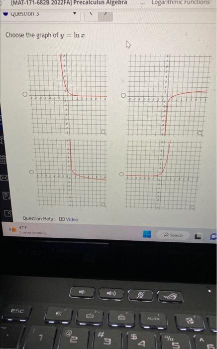 Solved Choose The Graph Of Y Lnxchoose The Graph Of Y Lnx