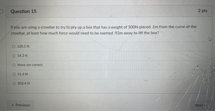 Solved If you are using a crowbar to try to pry up a box | Chegg.com