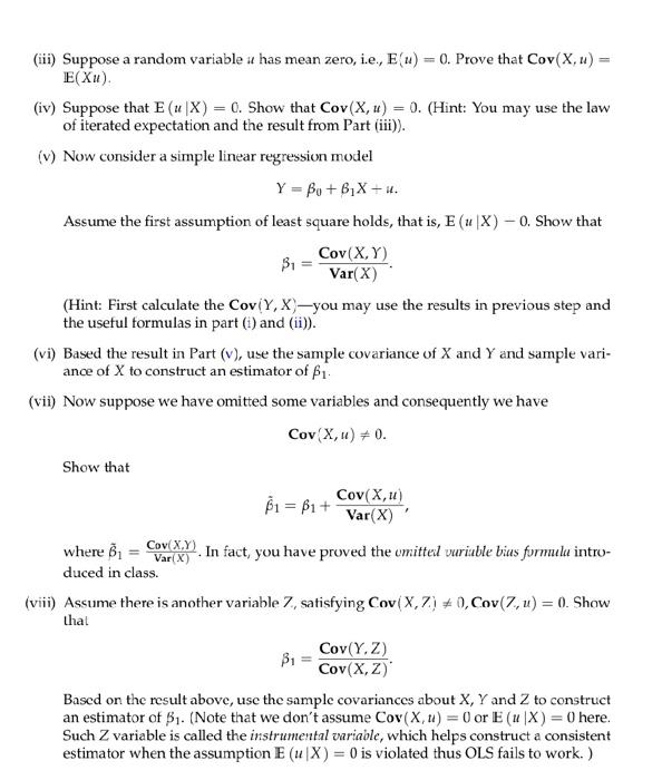 Solved Exercise 2. Recall the population) covariance of twe | Chegg.com